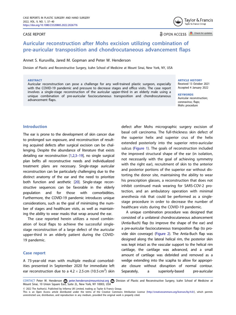 Auricular Reconstruction After Mohs Excision Utili | PDF | Surgery | Ear