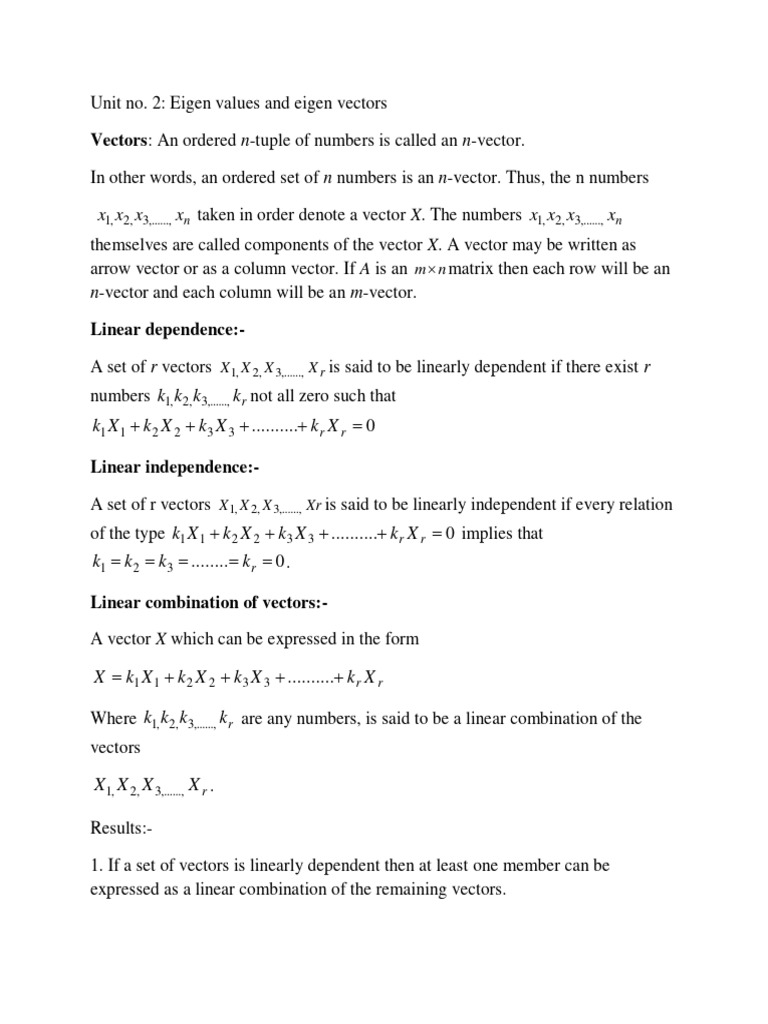Unit No-2 - Eigen Value and Eigen Vectors. | PDF | Eigenvalues And Eigenvectors | System Of ...