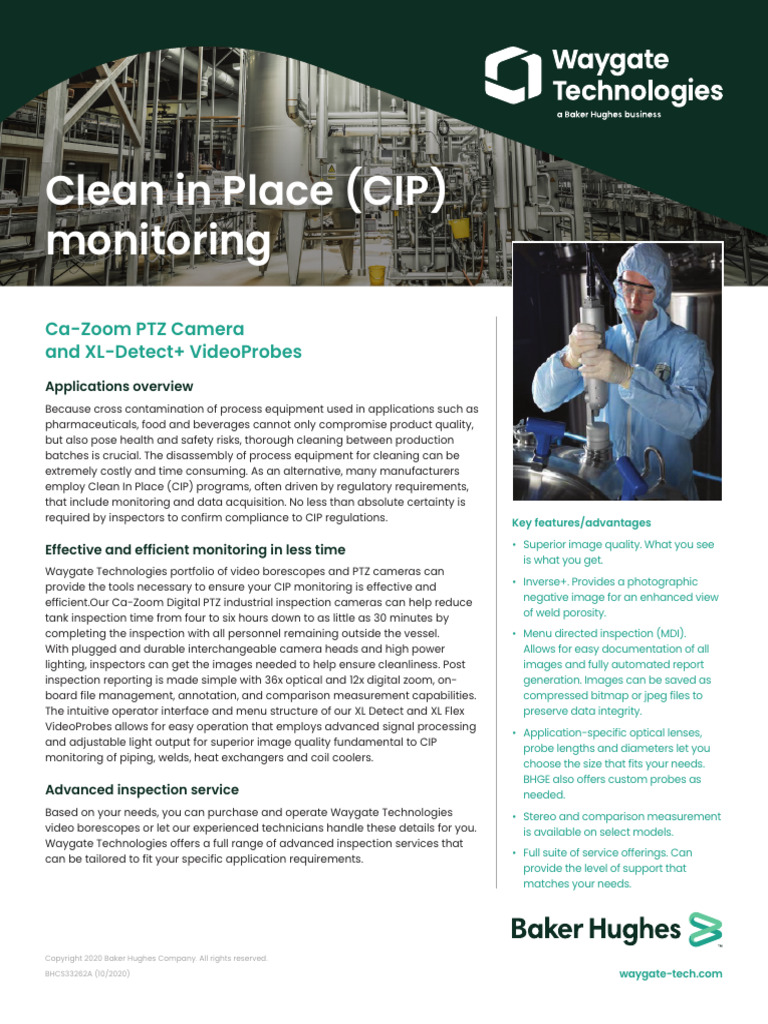 Waygate Technologies Clean in Place - CIP - Monitoring Video Borescope ...