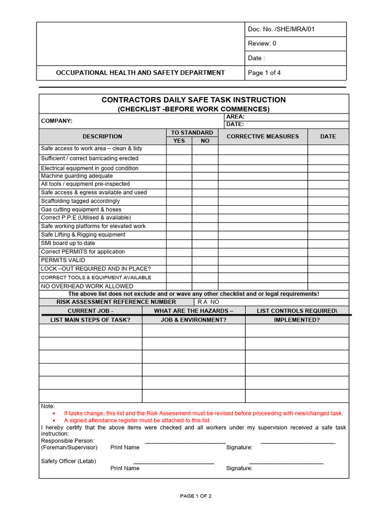 DSTI & Mini HIRA | PDF | Occupational Safety And Health | Risk Assessment