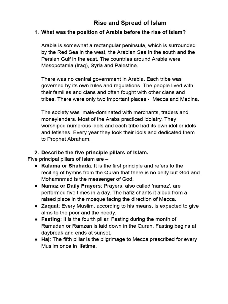 Rise and spread of islam . Cl 7 | PDF | Muhammad | Arabian Peninsula