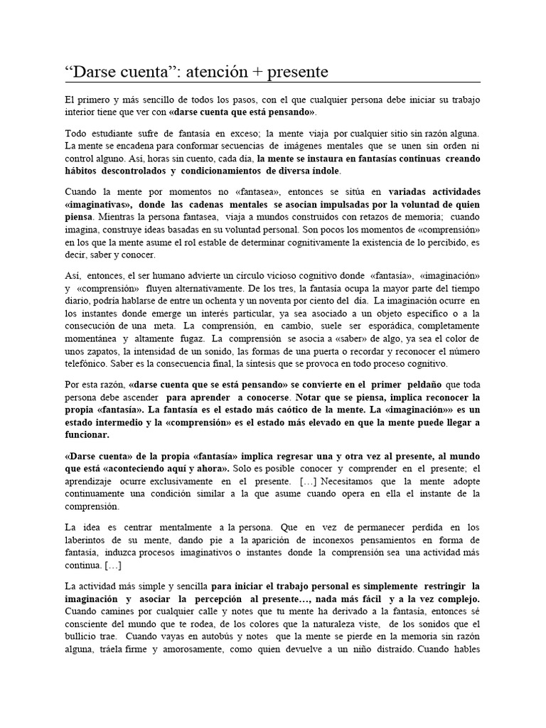 Darse Cuenta (Atención + Presente) - Sesha | PDF | Mente | Imaginación