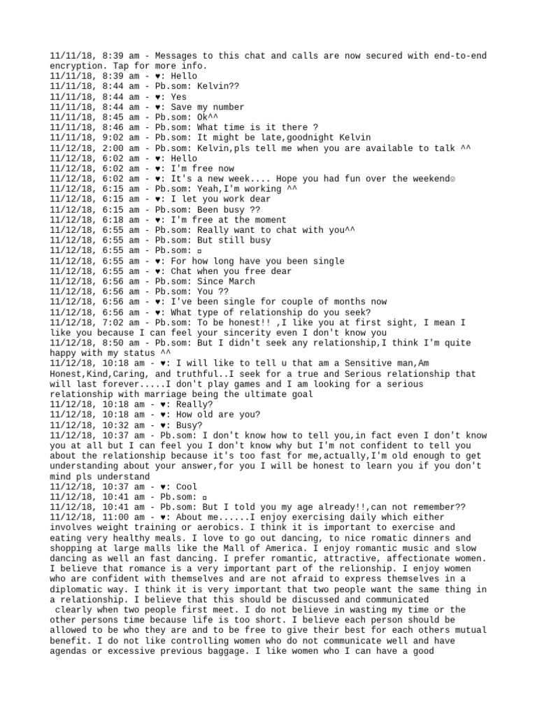 Chat Log: Relationship Insights and Interests | PDF | Love | Romance (Love)