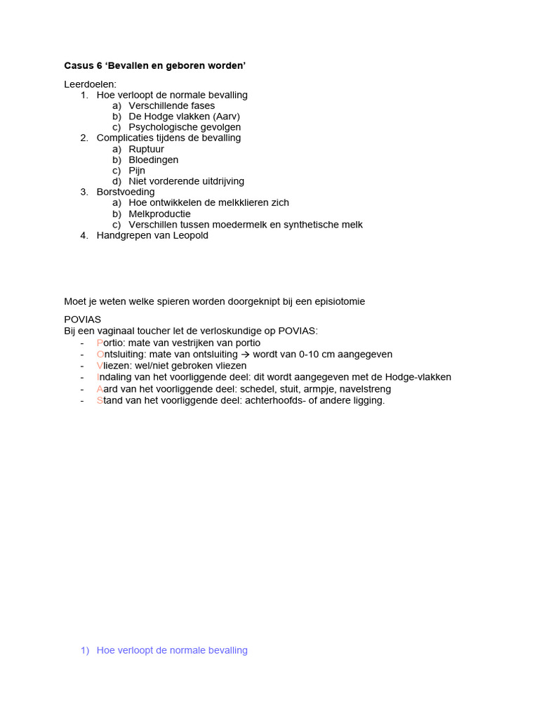GEN2 Blok2, Casus 6 Bevallen en Geboren Worden' | PDF