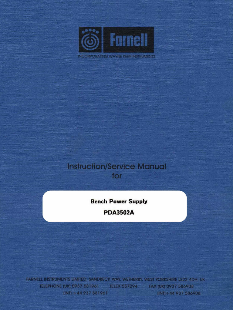 Farnell PDA3502A Bench Power Supply | PDF