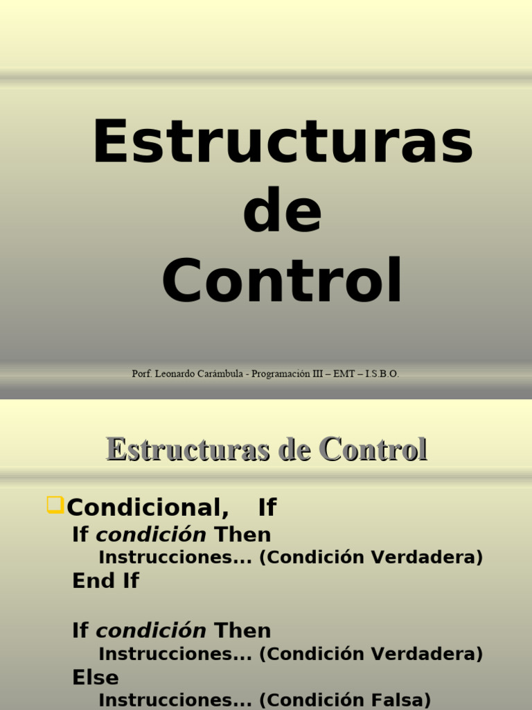 Estructuras de Control en Programación | PDF | Flujo de control | Programación de computadoras