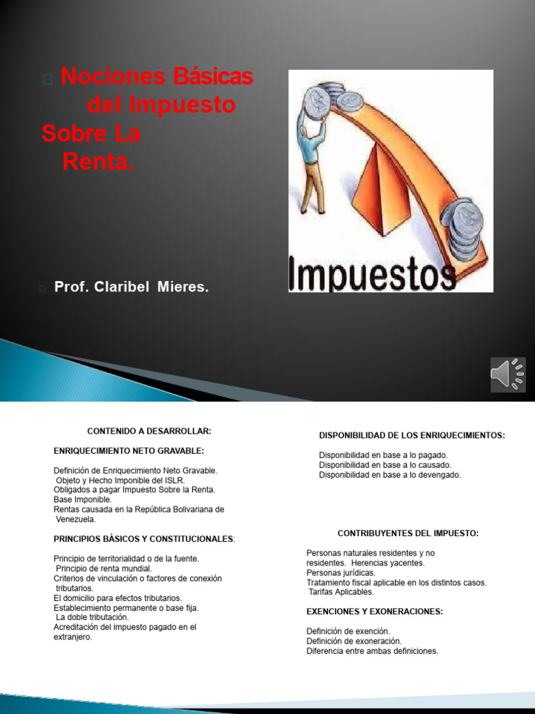 Unidad I Nociones Bàsicas del ISLR | PDF | Impuestos | Impuesto sobre la renta