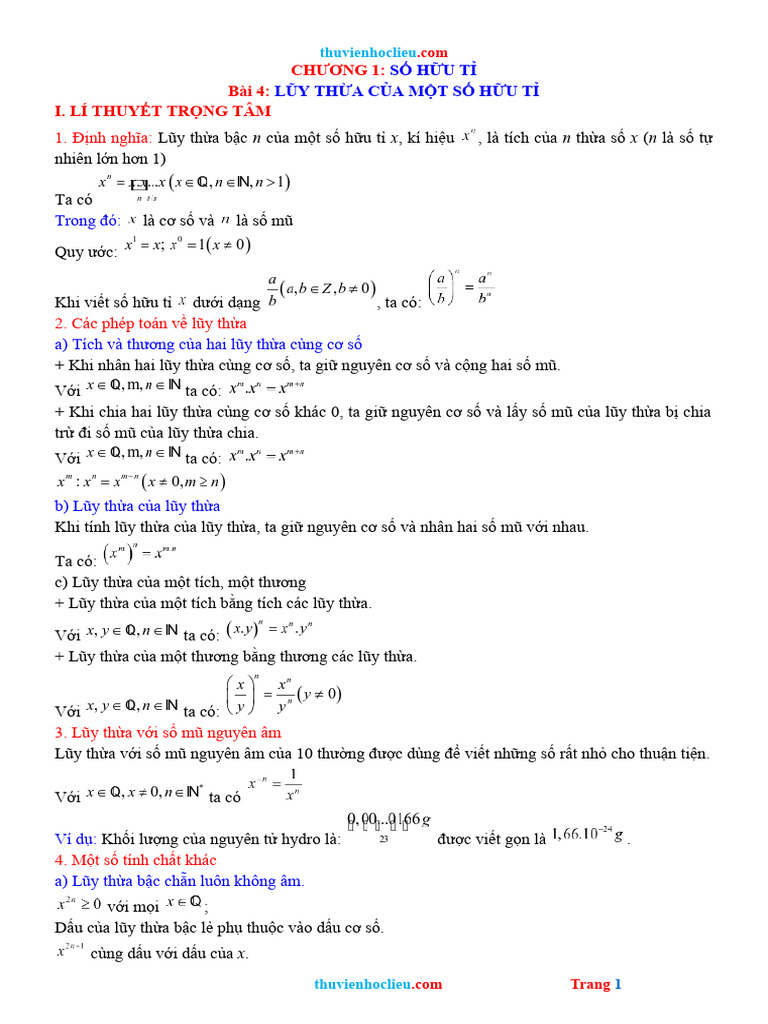Thuvienhoclieu.com Chuyen de 4 LUY THUA CUA MOT SO HUU TI | PDF