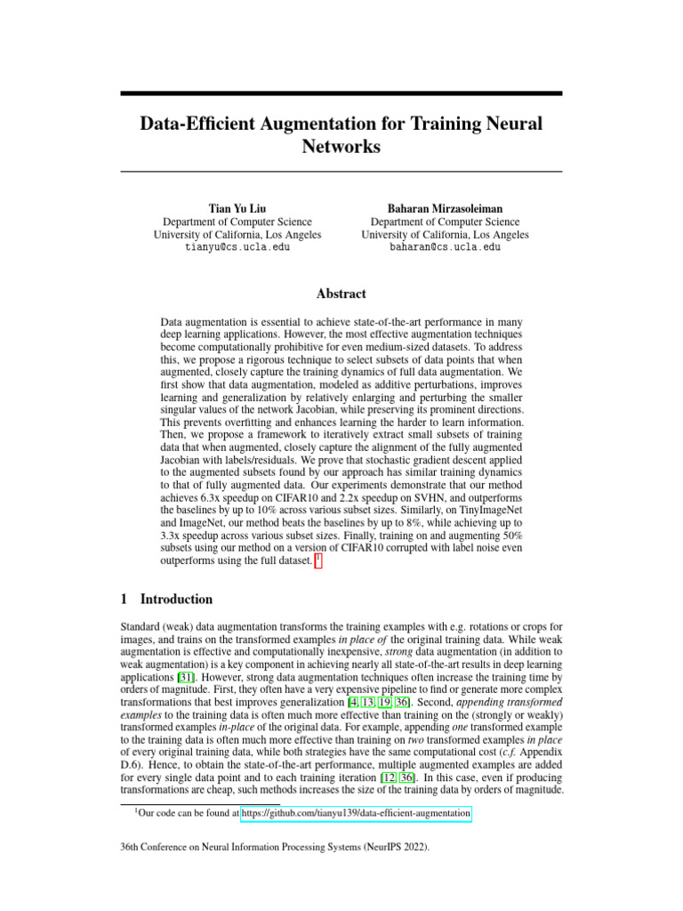 NeurIPS 2022 Data Efficient Augmentation for Training Neural Networks Paper Conference | PDF ...