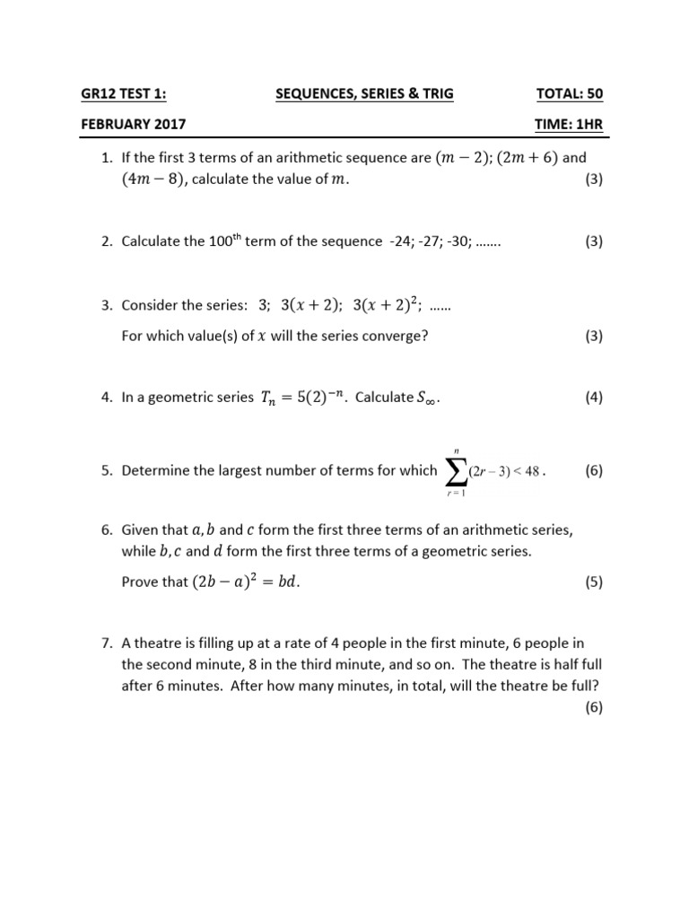 GR12 Series & Trig 2017 | PDF | Mathematical Concepts | Applied Mathematics