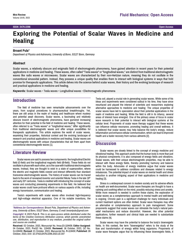 Exploring The Potential of Scalar Waves in Medicine and Healing | PDF ...