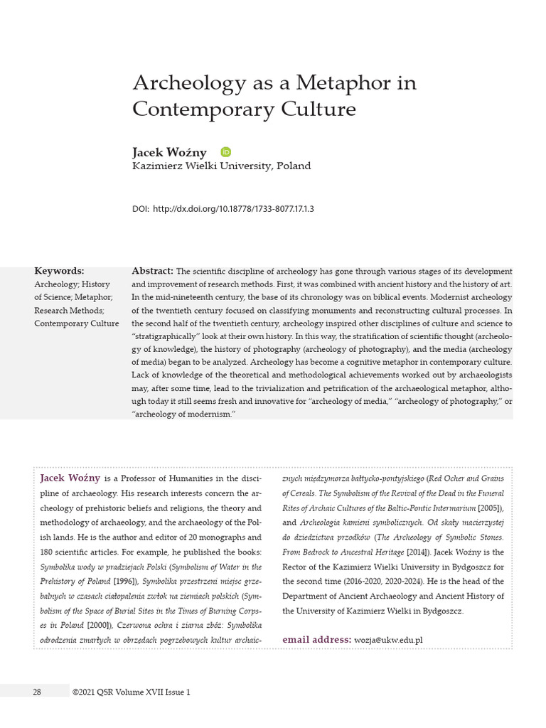 Archeology As A Metaphor in Contemporary Culture | PDF | Archaeology ...