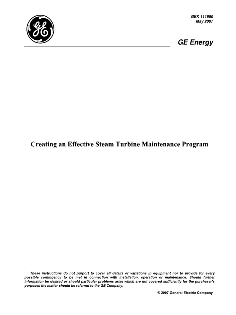 Turbine Maintenance GEK 111680 | PDF