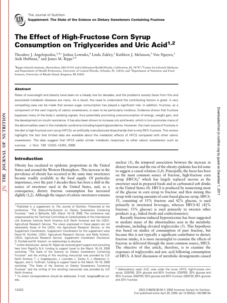 The Effect of High-Fructose Corn Syrup Consumption On Triglycerides and ...