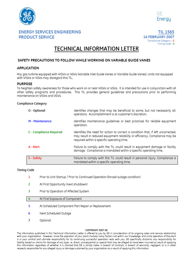 Technical Information Letter: Energy Services Engineering Product Service TIL 1565 | PDF ...