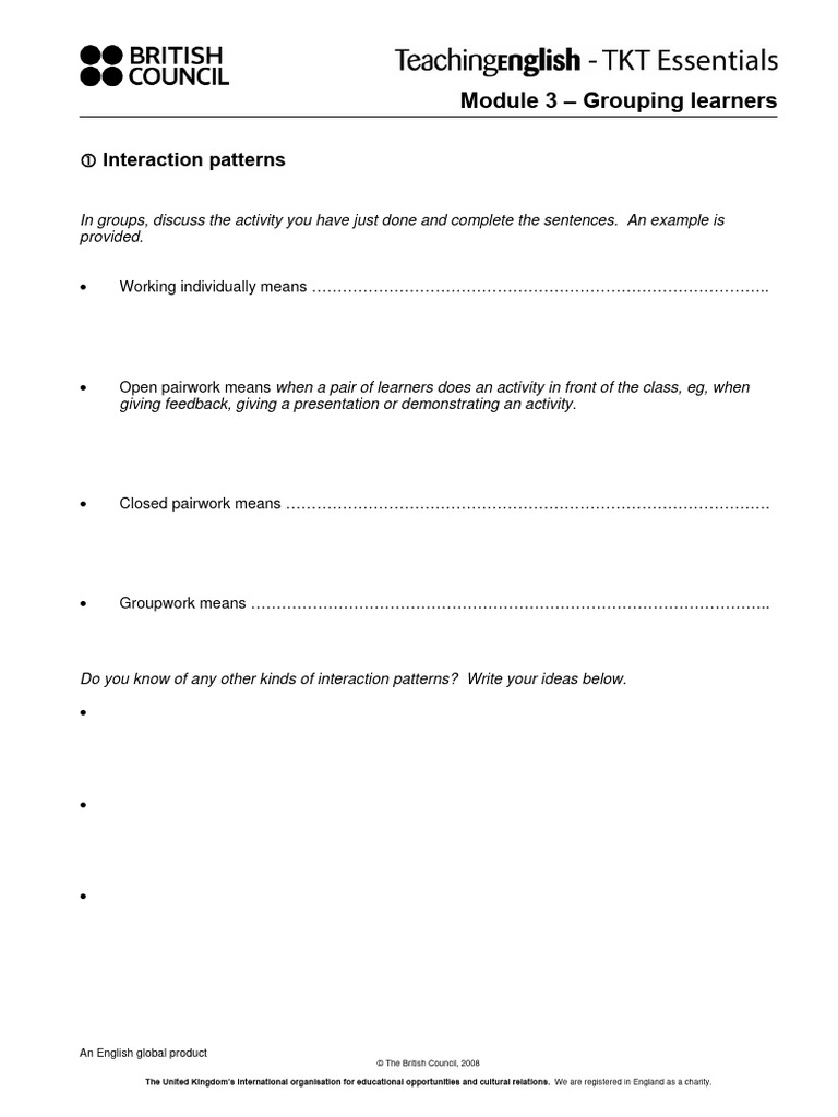 3.6 Grouping Learners Participant Worksheets | PDF | Learning | Classroom