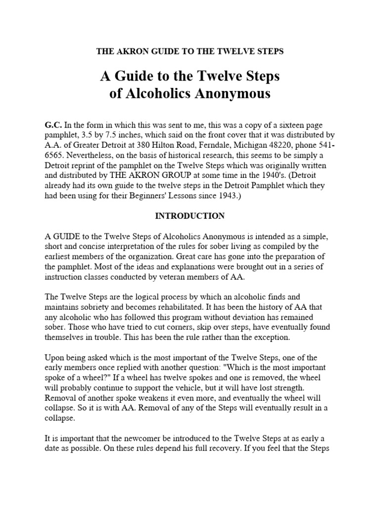 Akron Guide To The 12 Steps | PDF | Alcoholics Anonymous | Twelve Step ...