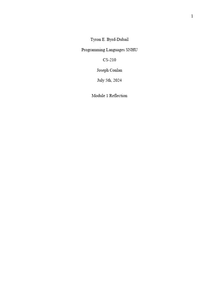 CS 210 Mod 1 reflection tyron byrd | Download Free PDF | Computer Programming | Python ...