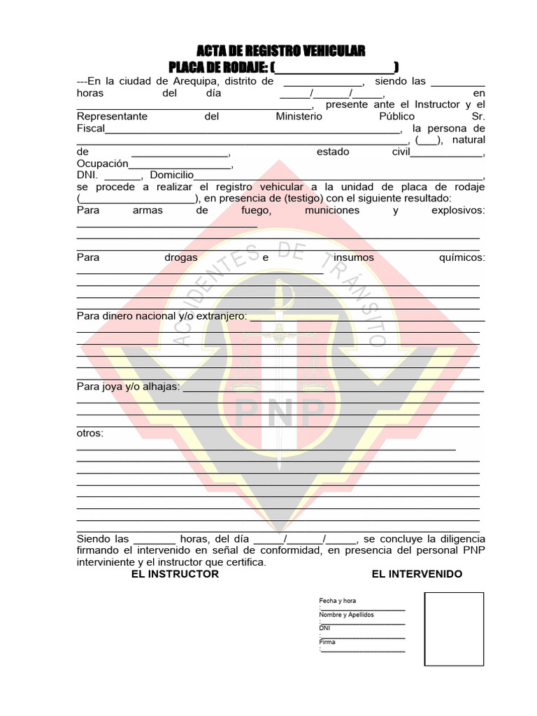 07 Acta de Registro Vehicular (Impresion) | PDF