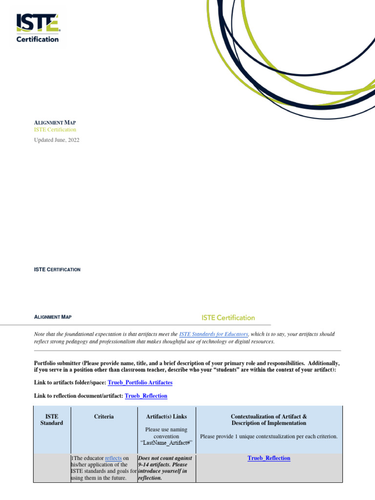Trueb - ISTE Alignment Map | PDF | Learning | Teachers