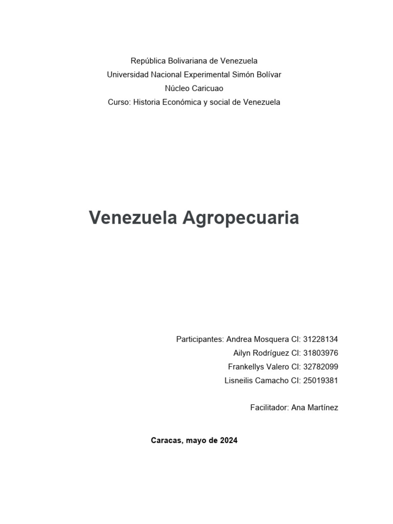 Venezuela Agropecuaria | PDF | Agricultura | Venezuela