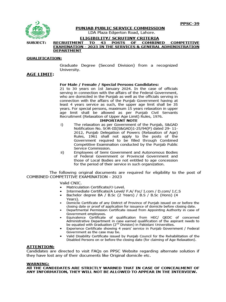Eligibility Criteria PMS 1C2024 - 24030516280 | PDF | Government ...