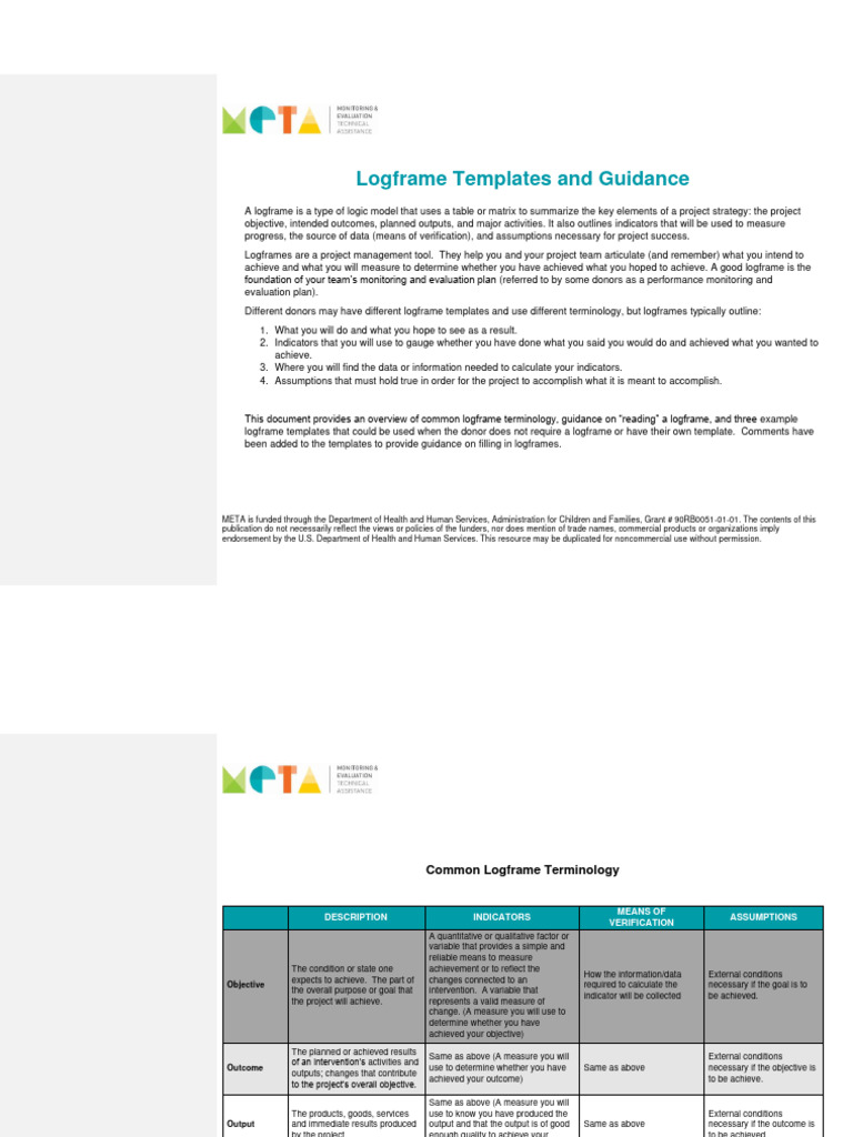Logframe Matrix Templates Guide | PDF | Goal | Quantitative Research