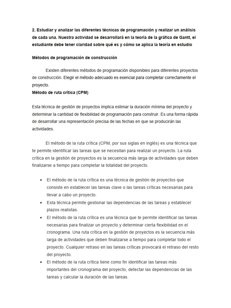 Tecnicas de Programacion | PDF | Gestión de proyectos | Planificación