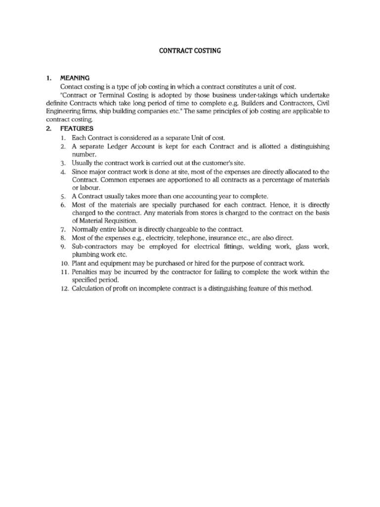 Contract Costing - Class Notes | PDF | Balance Sheet | Expense