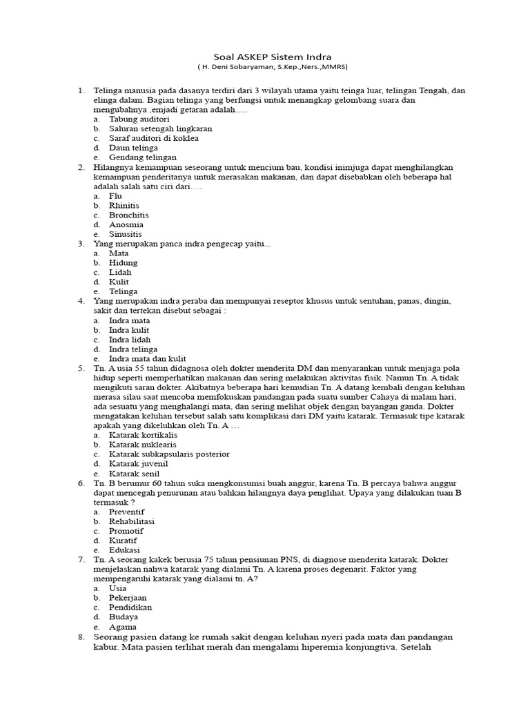 Soal ASKEP Sistem Indra | PDF