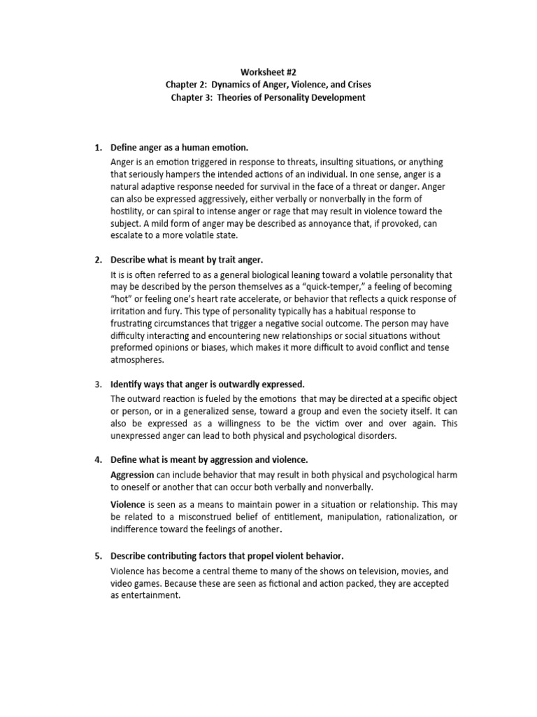 Mental Health CHP 2-3 | PDF | Id | Anger