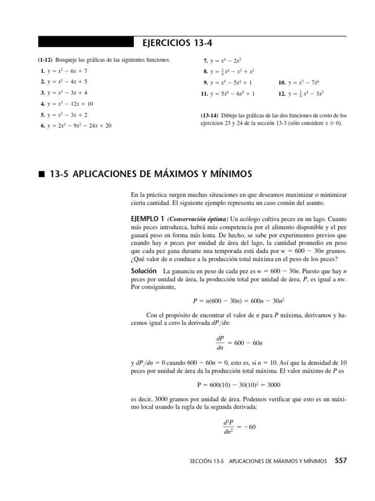 Ejercicios 13.4 Gráficas de Funciones Con Máximos, Mínimos y Concavidades (Ej. 1 A 12) | PDF