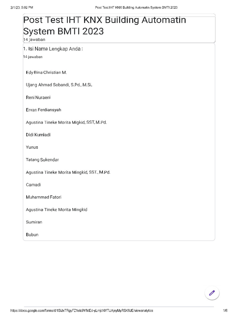 Post Test IHT KNX Building Automatin System BMTI 2023 Rev. 1 | PDF