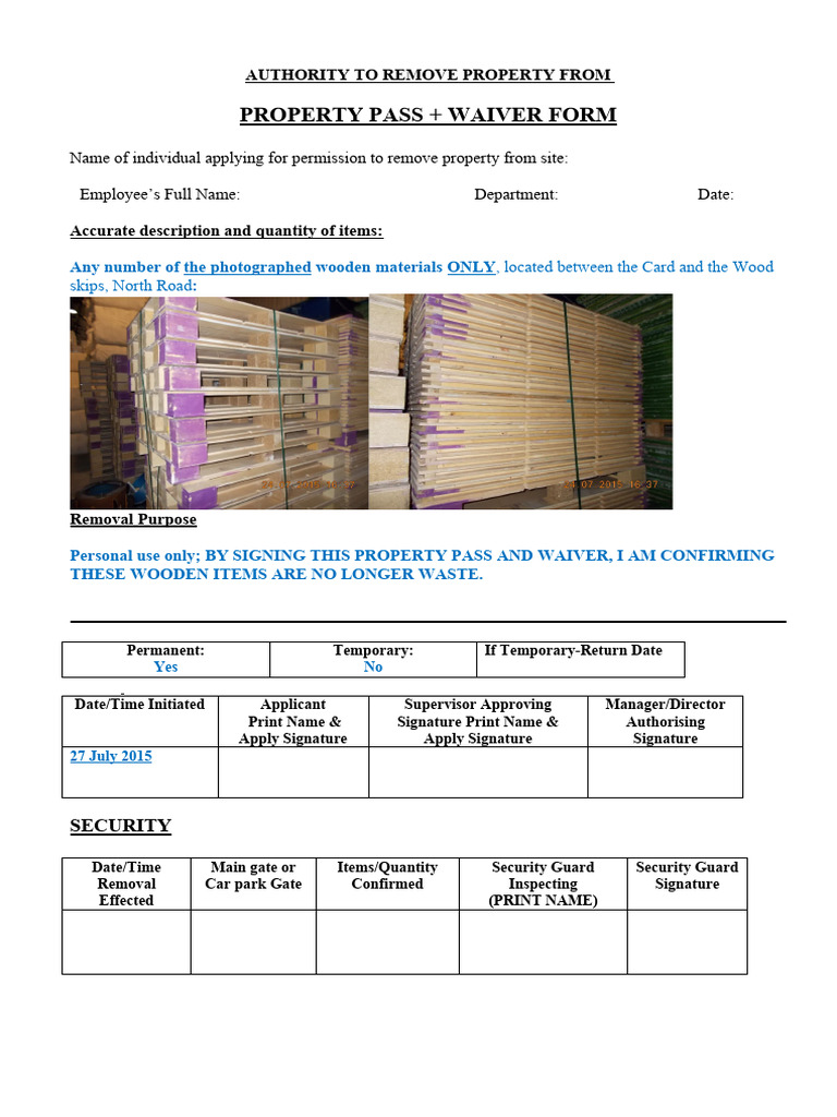 Property Pass wooden pallet and lid waste | PDF