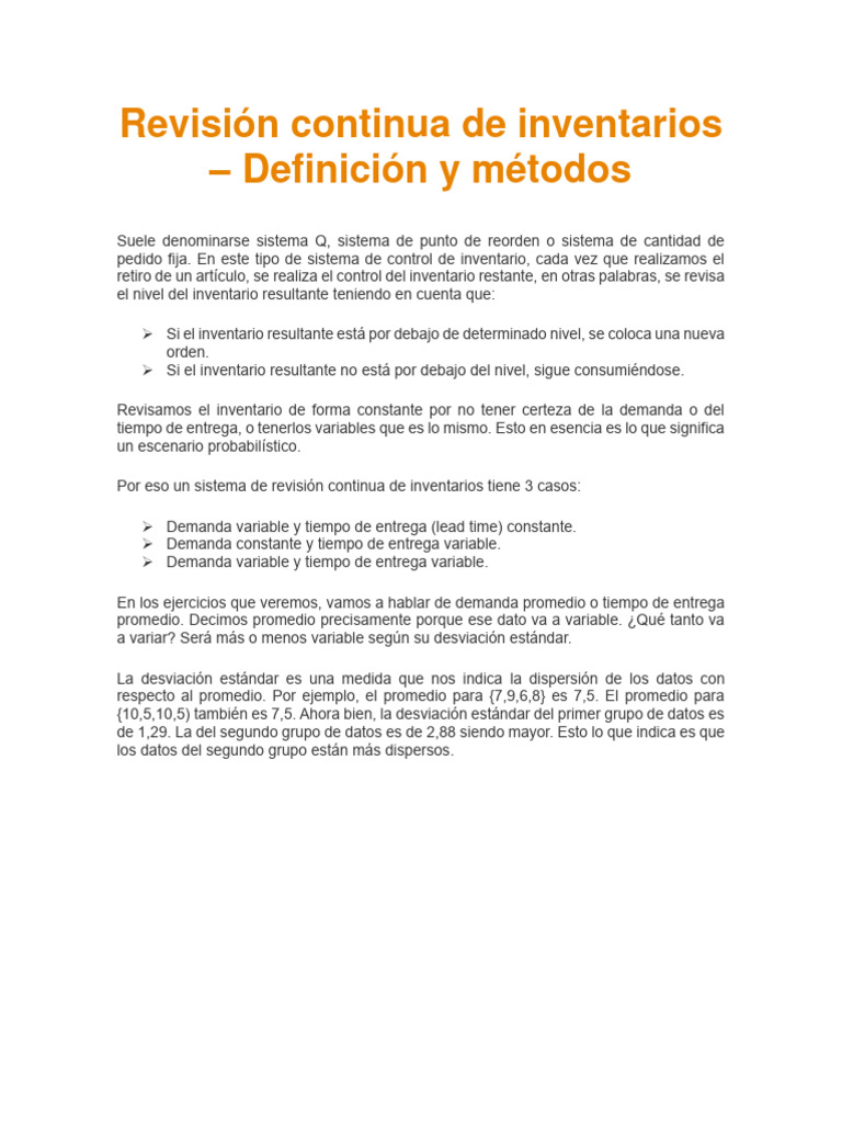 Revisión Continua de Inventarios | PDF | Negocios | Finanzas y dinero