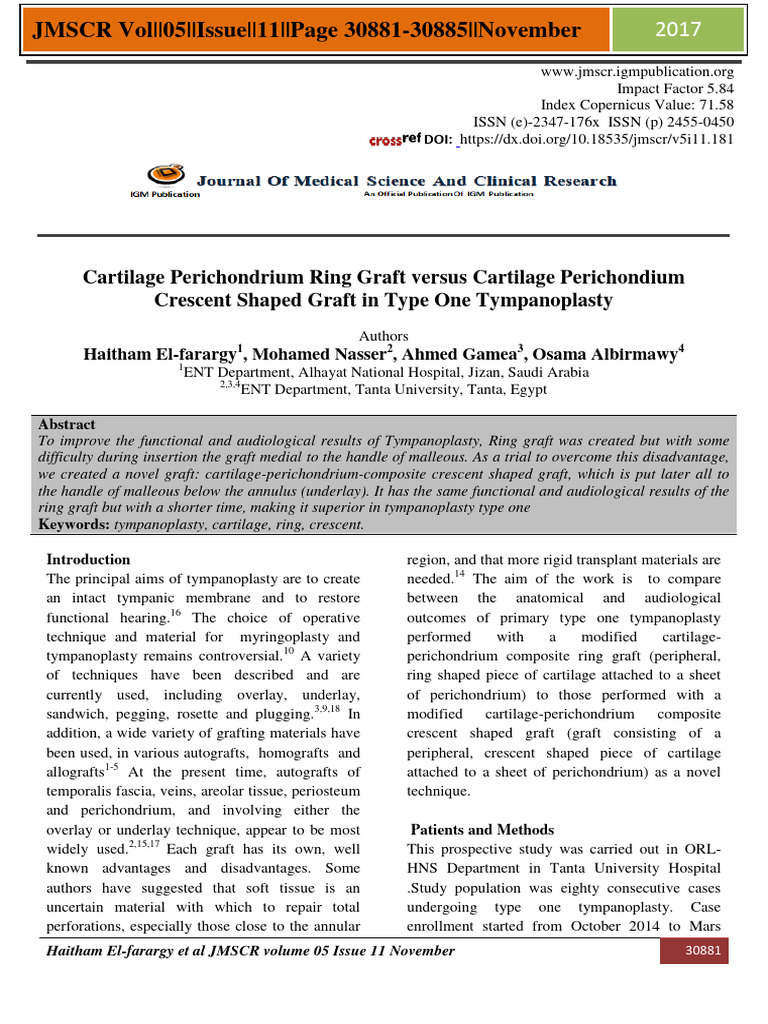 Cartilage ring graft | PDF | Ear | Auditory System