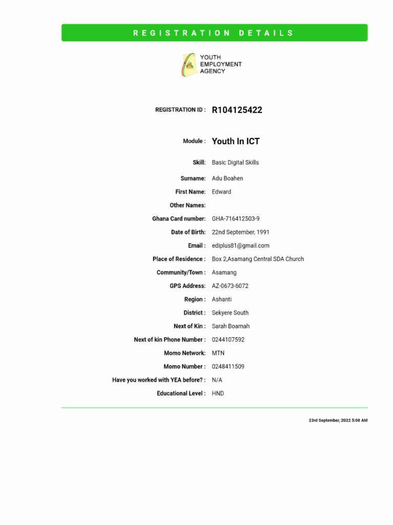 Registration Receipt | PDF