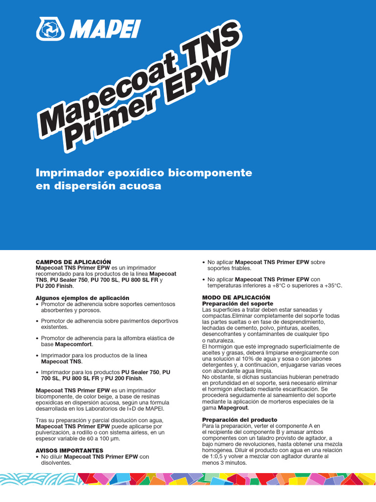 Mapecoat TNS Primer Epw | PDF | Agua | Hormigón