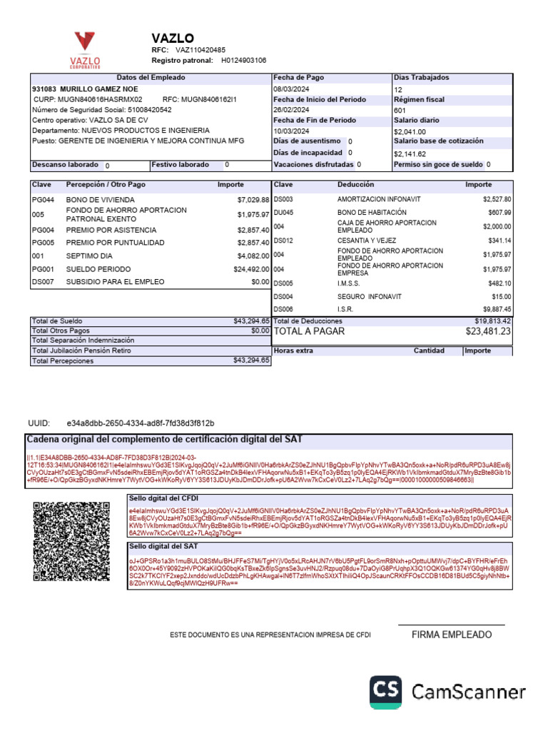 recibo_fiscal_1_hoja (6) | Descargar gratis PDF | Desempleo | Sector privado