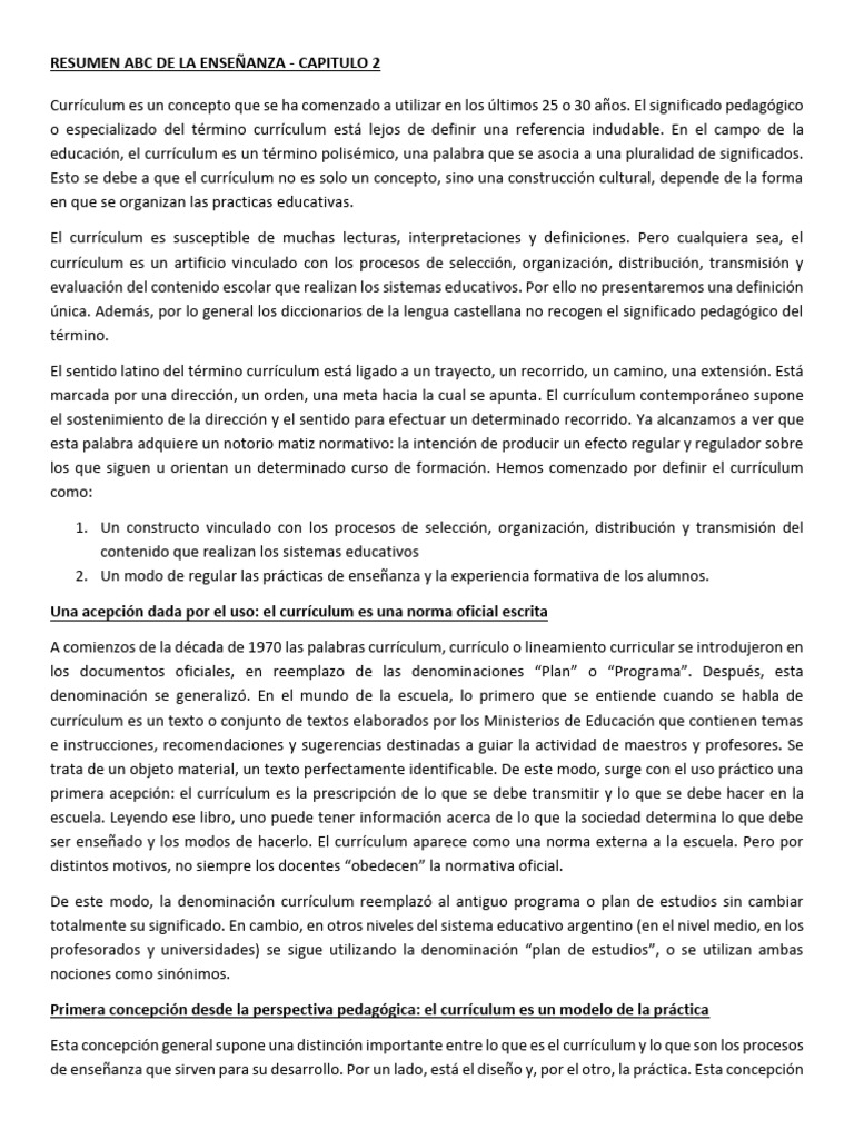 Resumen Abc Capitulo 2 | PDF | Plan de estudios | Enseñando
