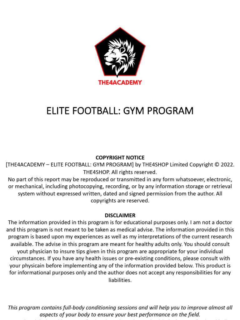 Elite Football - Gym Program | PDF | Anatomical Terms Of Motion ...