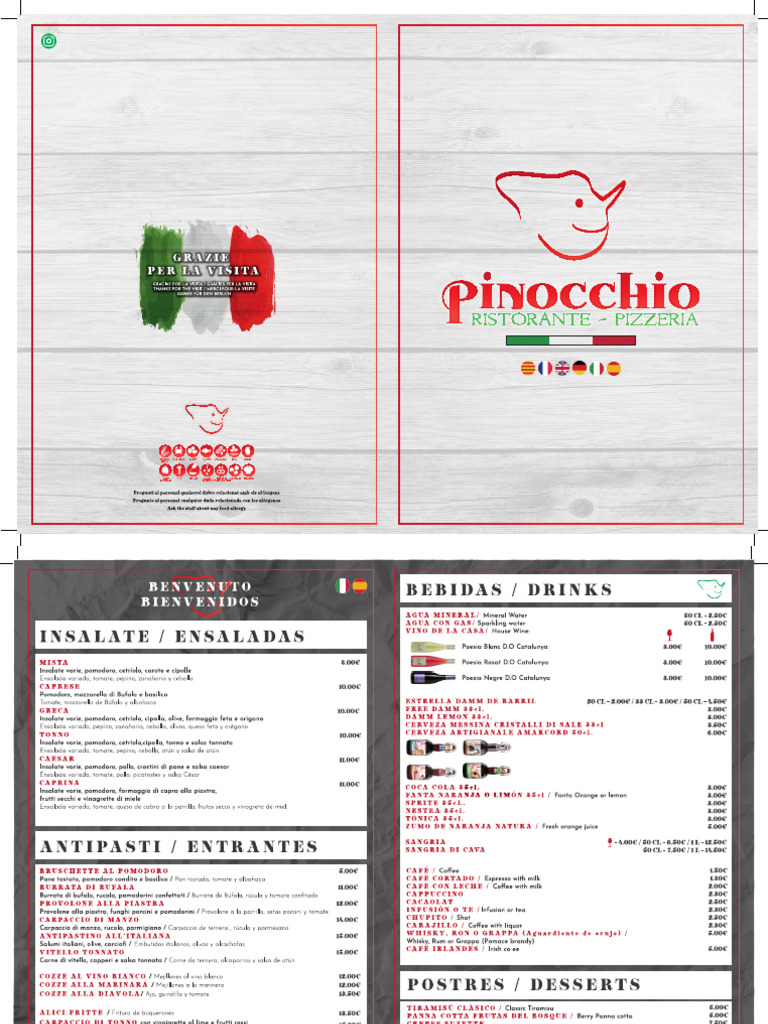 Menu Pinocchio 2022 | PDF