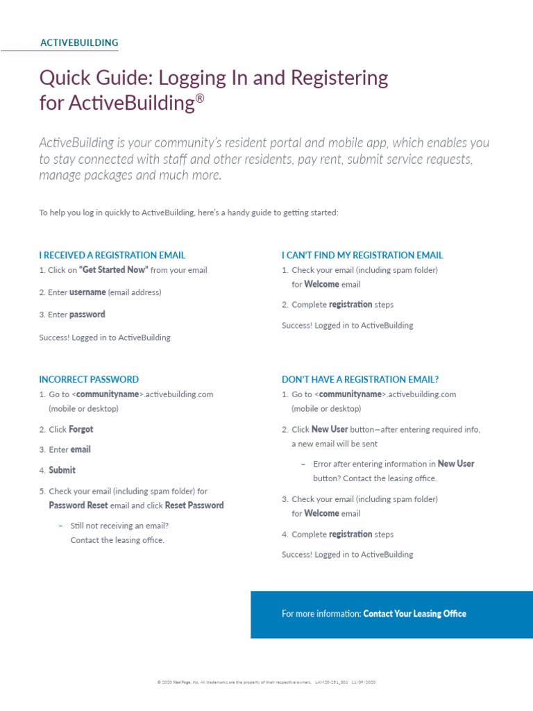 Resident - Logging In and Registering for ActiveBuilding | Download ...