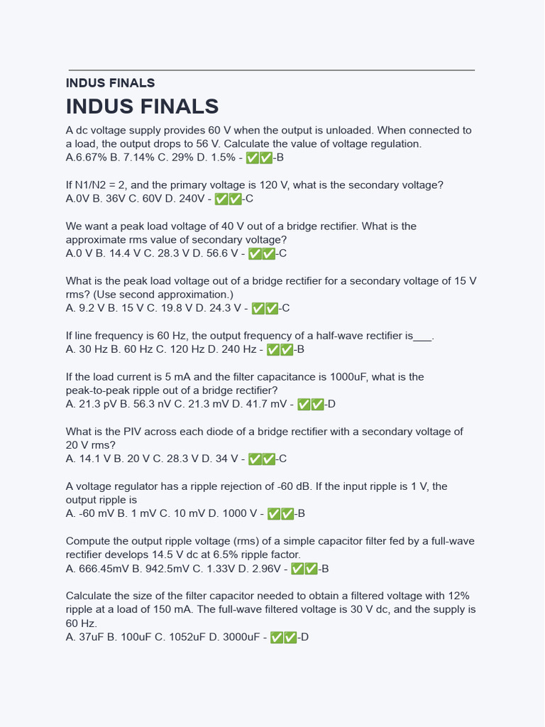 INDUS FINALS INDUS FINALS Questions With Verified Correct Answers - Complete Solution 2024 | PDF ...