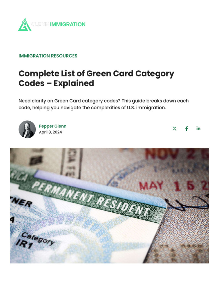 Green Card Category Codes Explained | PDF | International Relations ...