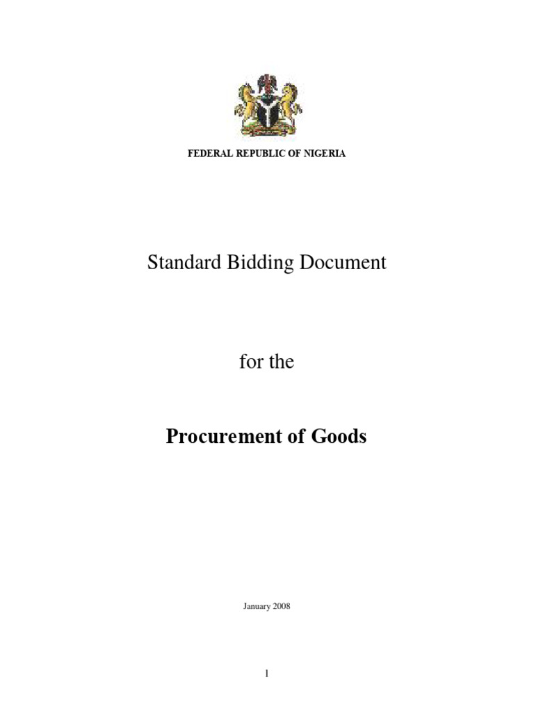 Standard Bidding Document For Procurement of Goods | PDF ...