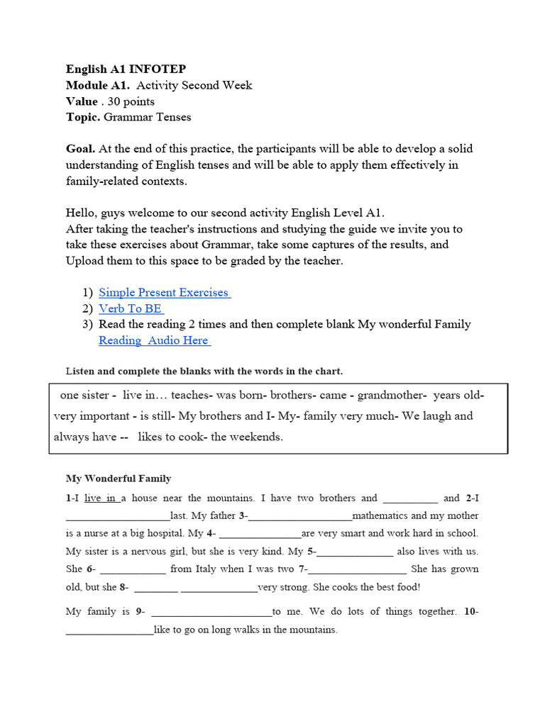 Grammar tenses Exercise | Download Free PDF | Grammatical Tense ...