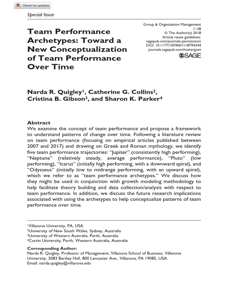 Team Performance Archetypes | PDF | Leadership | Meta Analysis