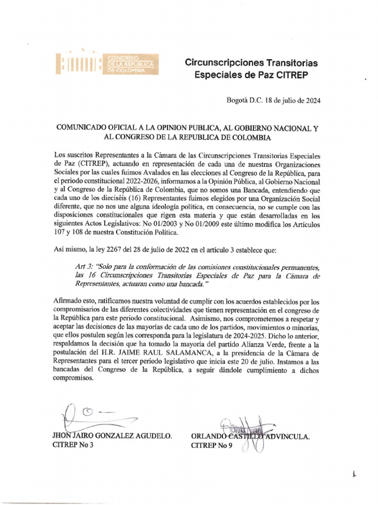 Comunicado Oficial Citrep | PDF