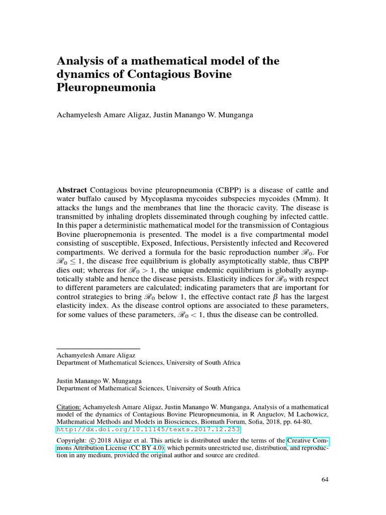 Analysis of A Mathematical Model of The Dynamics o | PDF | Applied ...